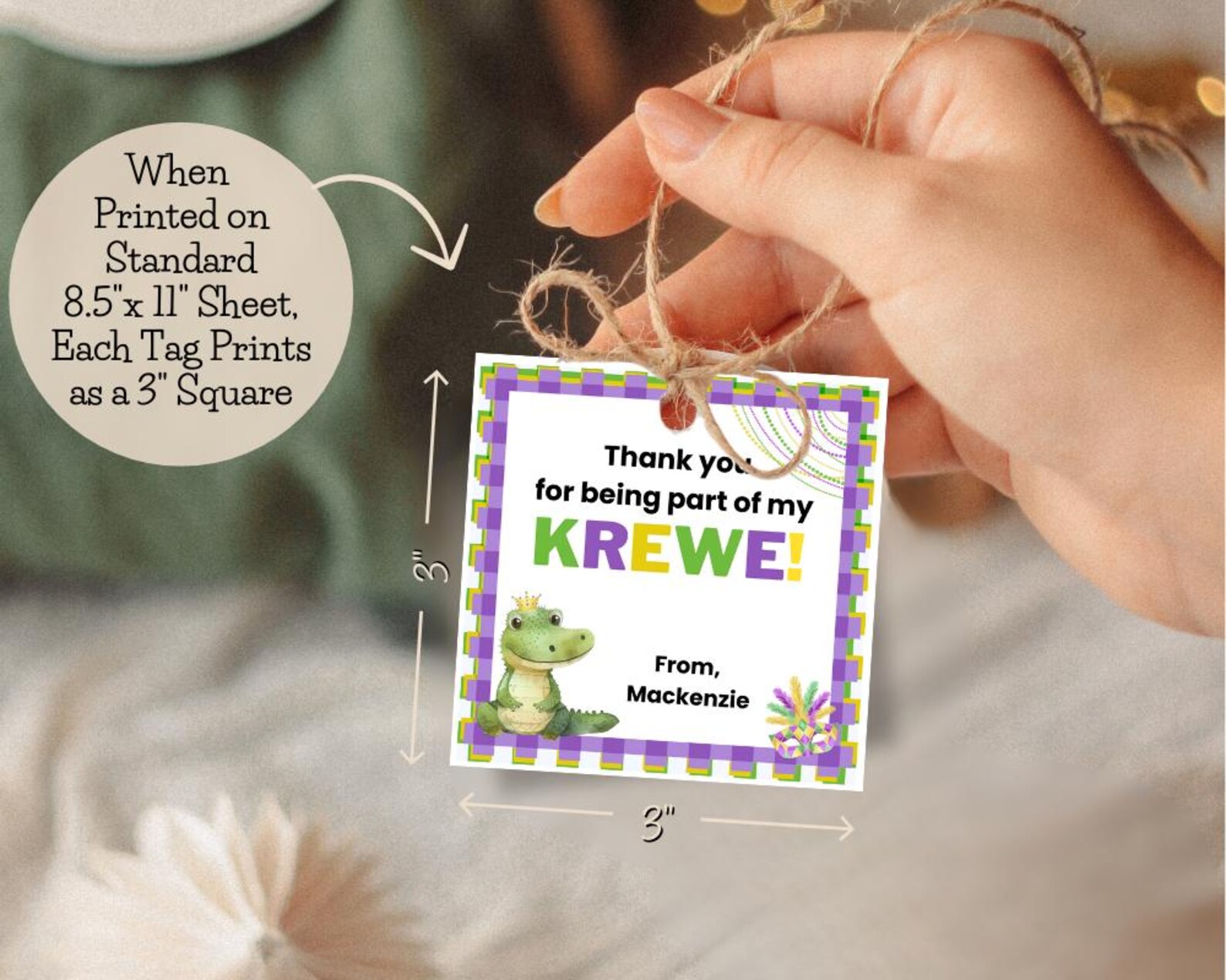 Editable Mardi Gras Gift Tags – Party Favor Treat Bag Designs (digital ...