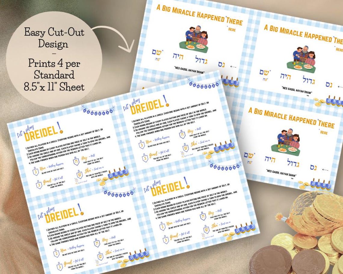 Dreidel Game Rules Printable, Instant Download PDF, Hanukkah Family ...