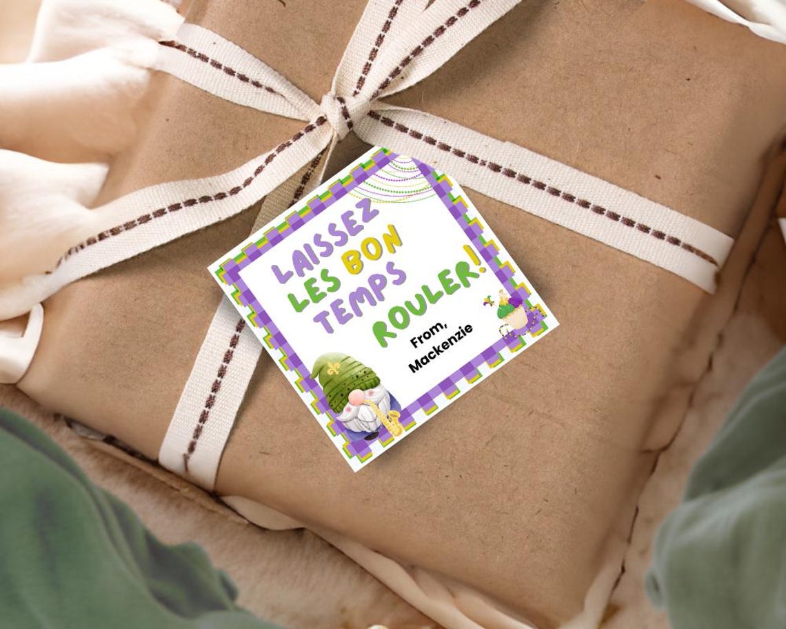 Editable Mardi Gras Gift Tags – Party Favor Treat Bag Designs (digital ...