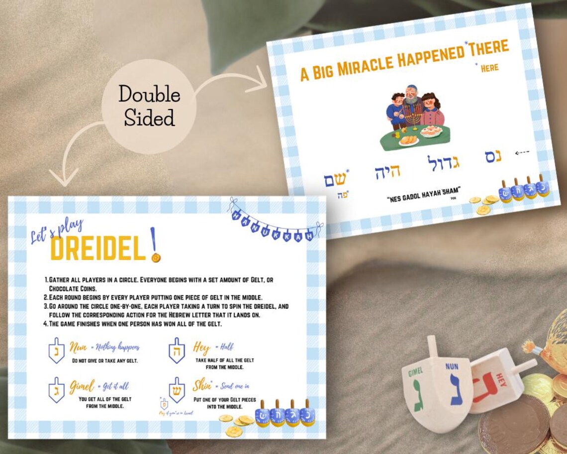 Dreidel Game Rules Printable, Instant Download PDF, Hanukkah Family ...