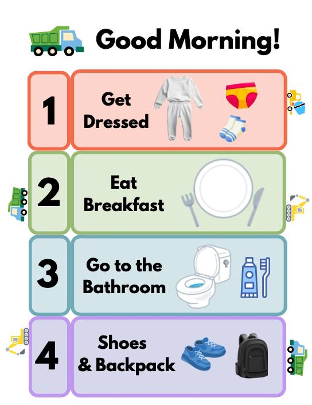 Visual Schedule for Kids – Preschool Routine Checklist – Montessori ...