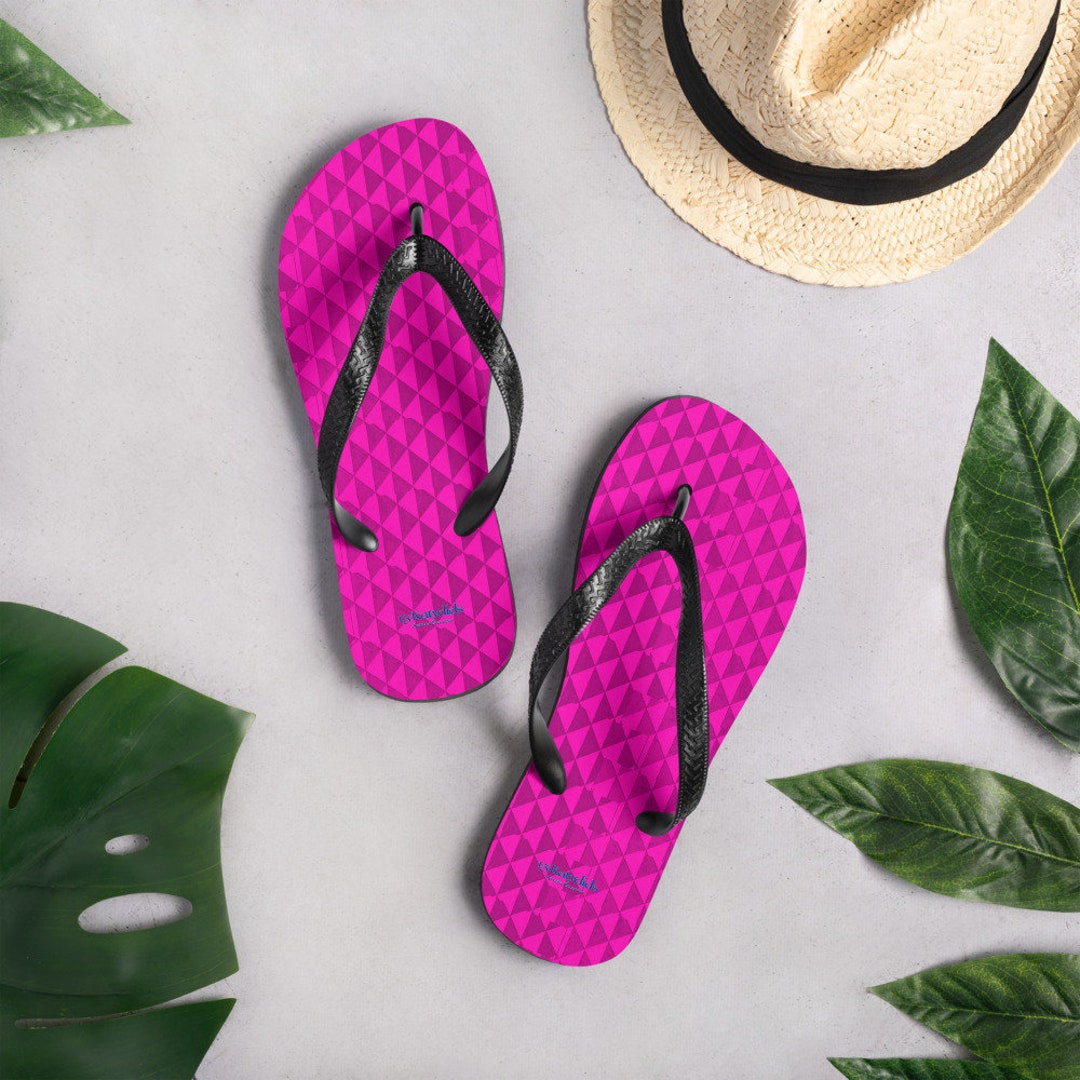 Pink Diamond Triangle Artistic Flip Flops: Pattern From Artist Original ...