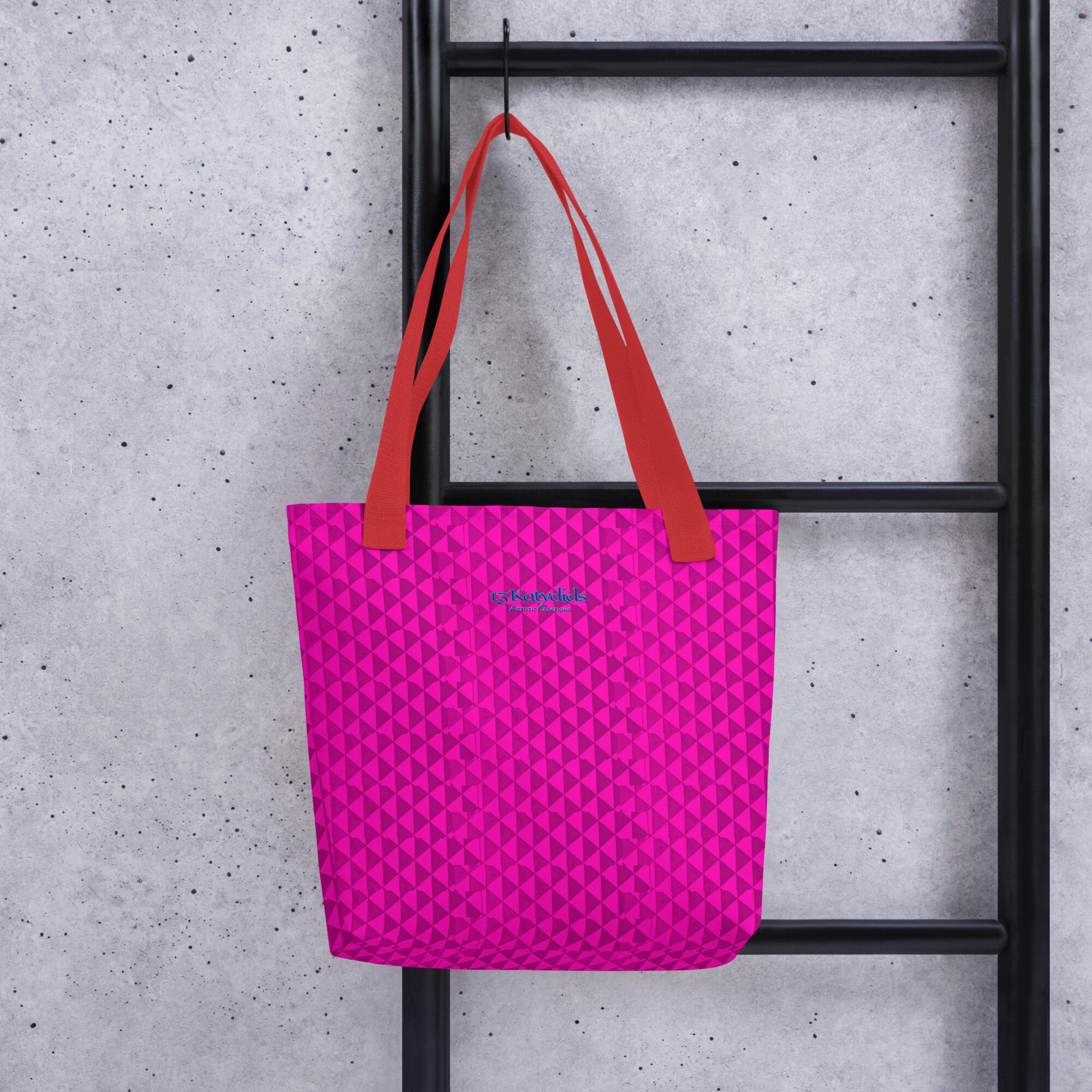 Pink Diamond Triangle Pattern Sturdy Tote Bag Design From Artist ...