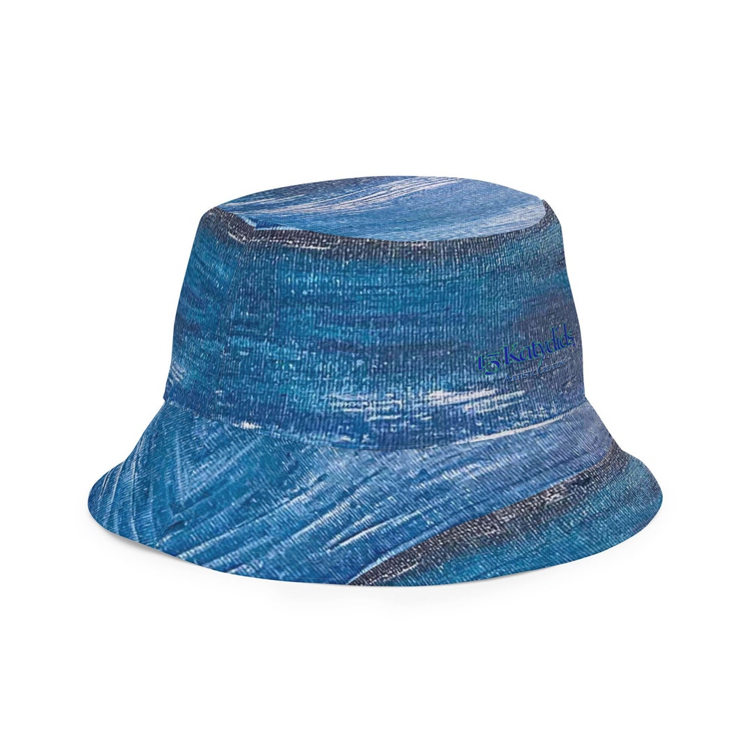 Blue Reversible Bucket Hat Pattern Design From Artist Original Handmade ...