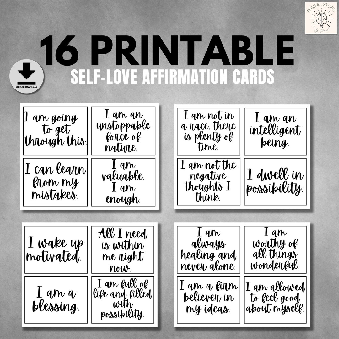 16 Printable Minimalism Affirmation Cards Self Love Law Of Attraction