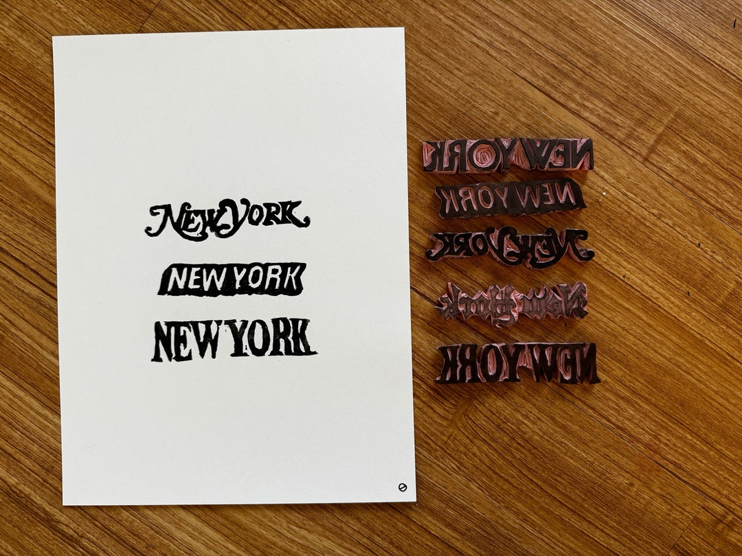 New York Typography Linocut Print V.1 - Etsy