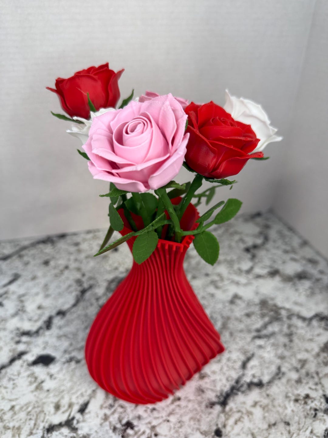 3D Printed Roses & Vase: Forever Artificial Flower Bouquet - Etsy