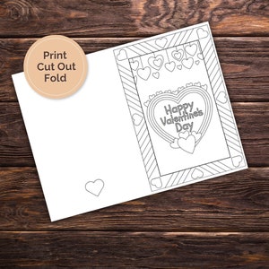 Valentine Coloring Card Printable for Kids, School Valentine Party ...