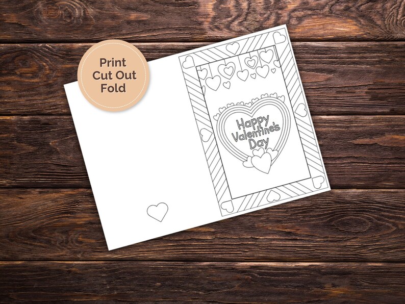 Valentine Coloring Card Printable for Kids, School Valentine Party ...