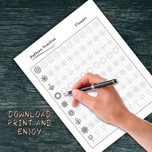 Floral Doodle Practice Sheets, Learn to Draw Flowers, Floral Templates ...
