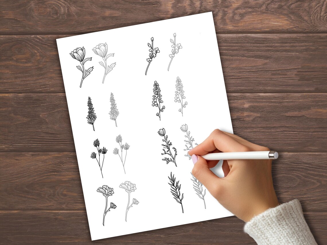 How to Draw Flowers, Practice Tracing and Drawing Flowers - Etsy