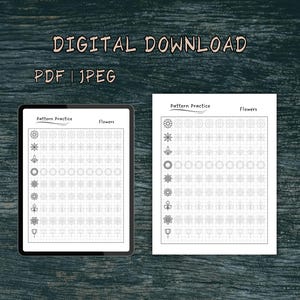 Floral Doodle Practice Sheets, Learn to Draw Flowers, Floral Templates ...