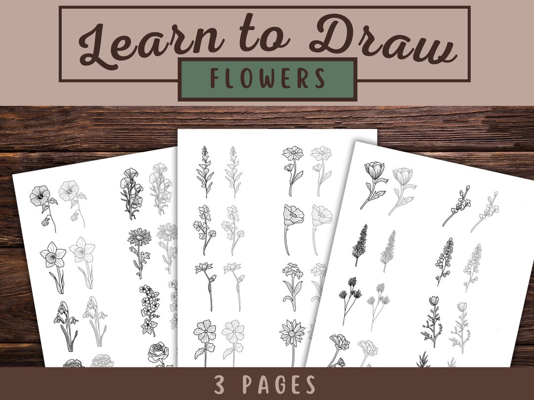 How to Draw Flowers, Practice Tracing and Drawing Flowers - Etsy