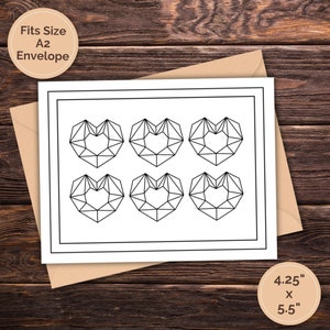 Valentine's Day Coloring Card Printable Bundle, Color Your Own Gem ...