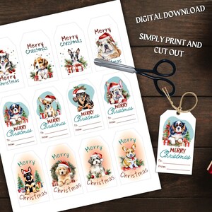 Printable Merry Christmas Puppy Dog Gift Tags - Etsy