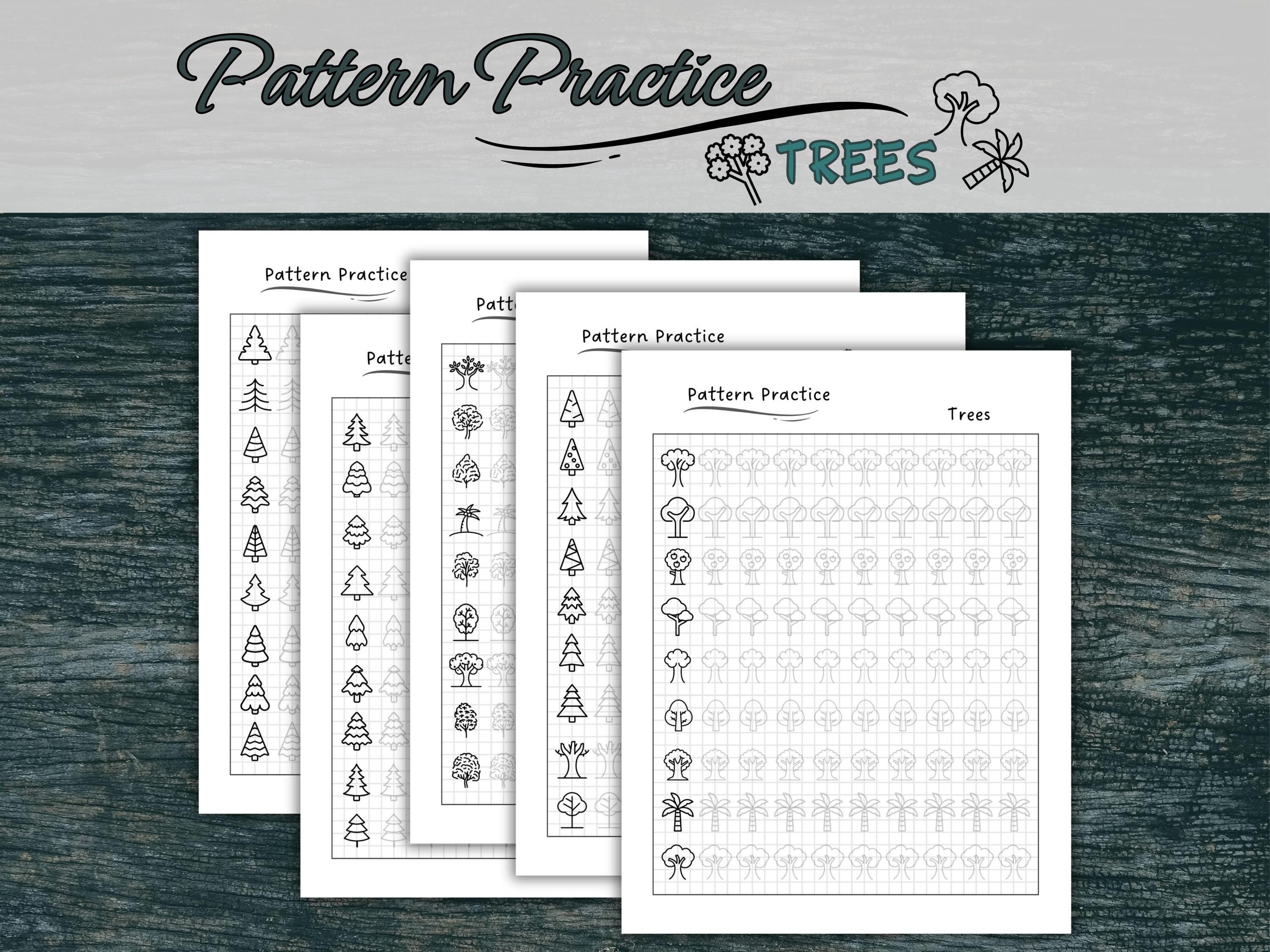 Tree Doodle Practice Sheets, Learn to Draw Trees With Tree Templates ...