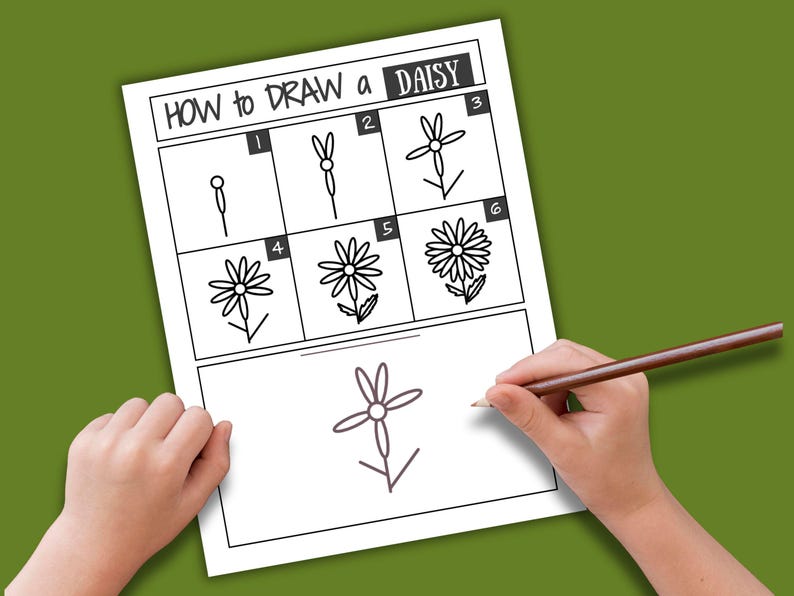 How to Draw Flowers Worksheets. Step by Step Kids Drawing. Trace a Rose ...