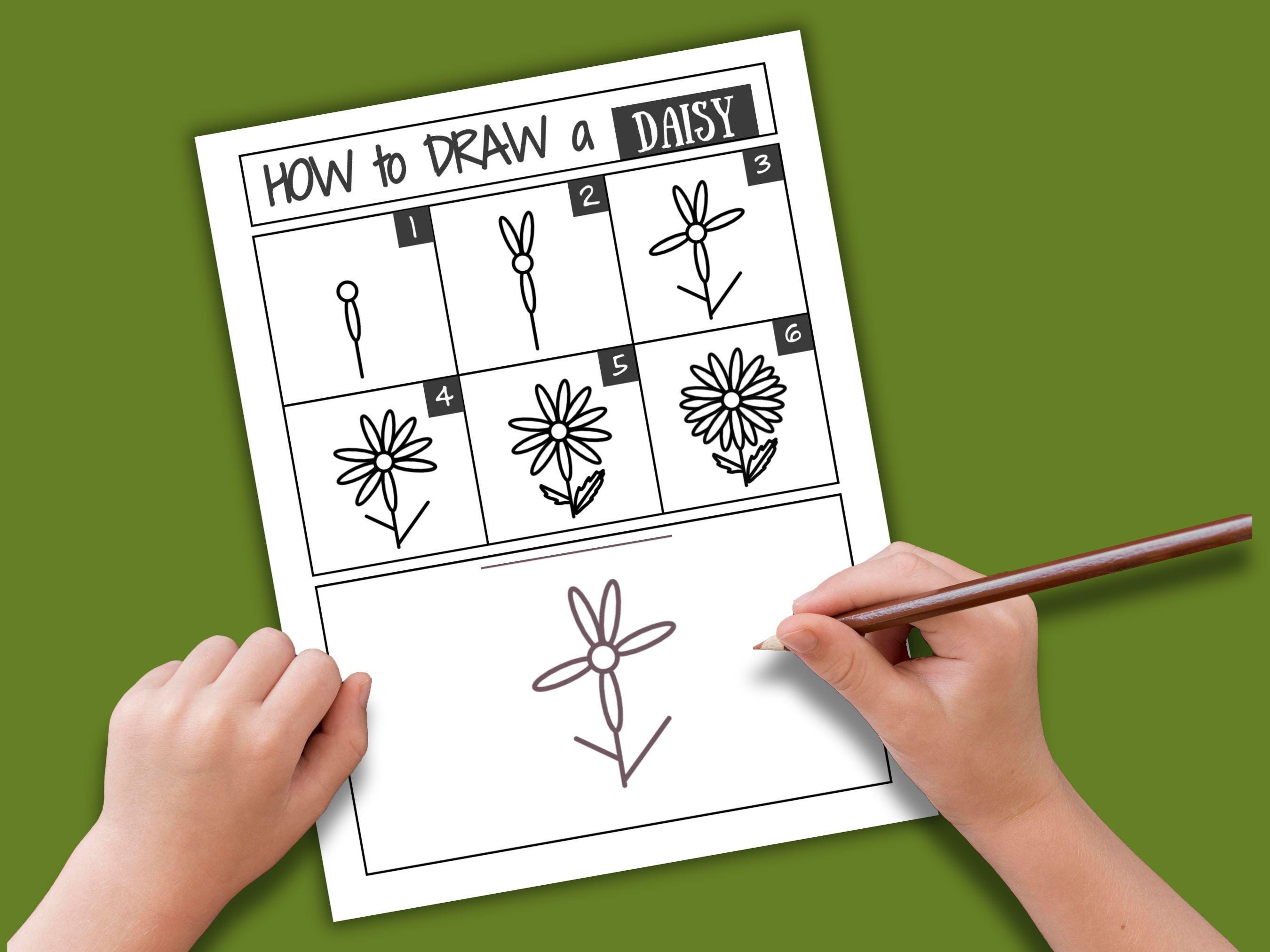 How to Draw Flowers Worksheets. Step by Step Kids Drawing. Trace a Rose ...