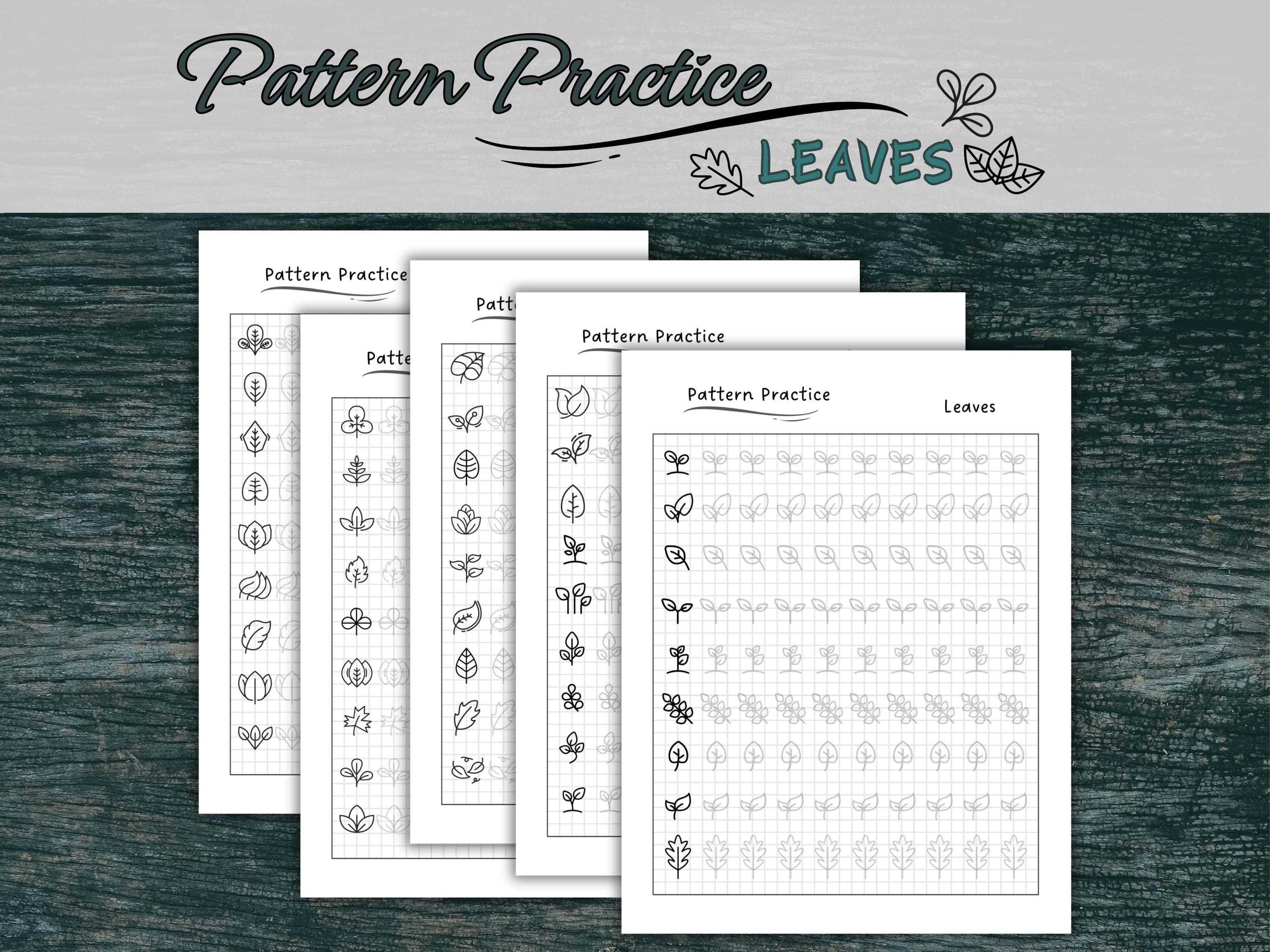 Leaf Doodle Practice Sheets, Learn to Draw Leaves, Leaf Templates ...