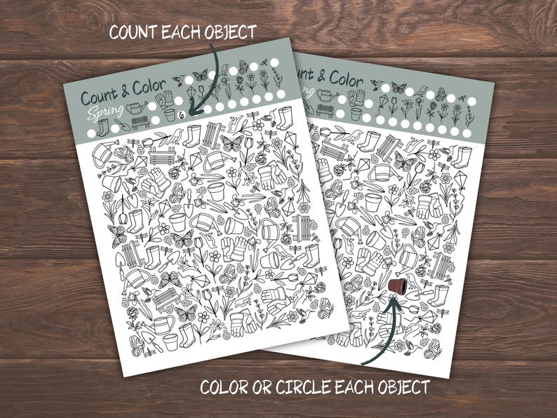 Spring Find It Coloring Printable, Drawing and Coloring Flowers, Spring ...
