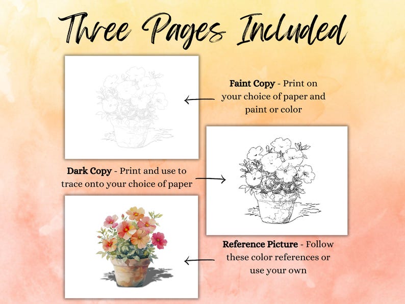 Flowerpot Outline Drawing, Template for Painting or Coloring, Digital ...