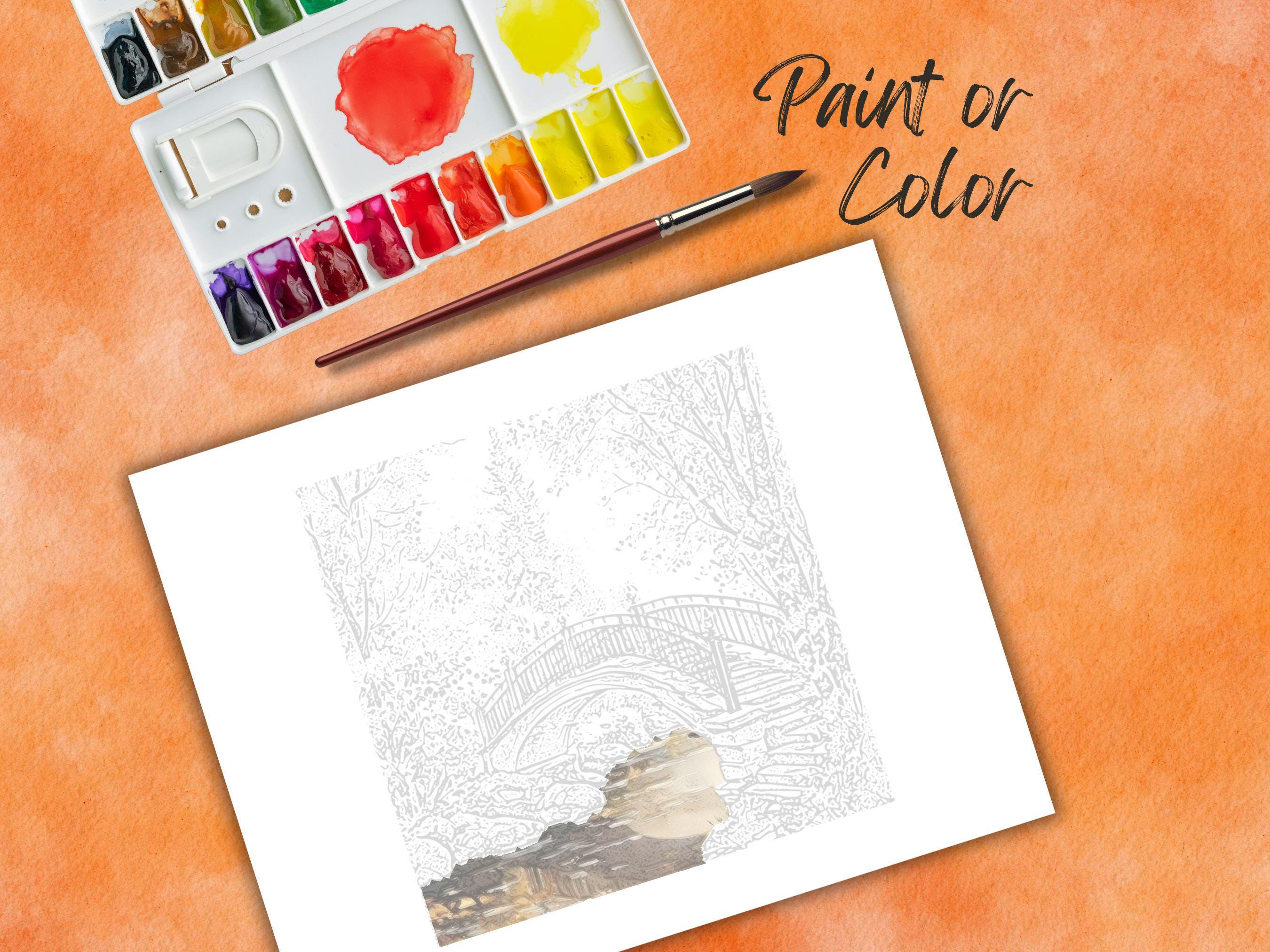 Bridge Outline Drawing, Template for Painting or Coloring, Digital ...