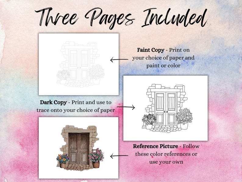 Door Outline Drawing, Template for Painting or Coloring, Digital ...