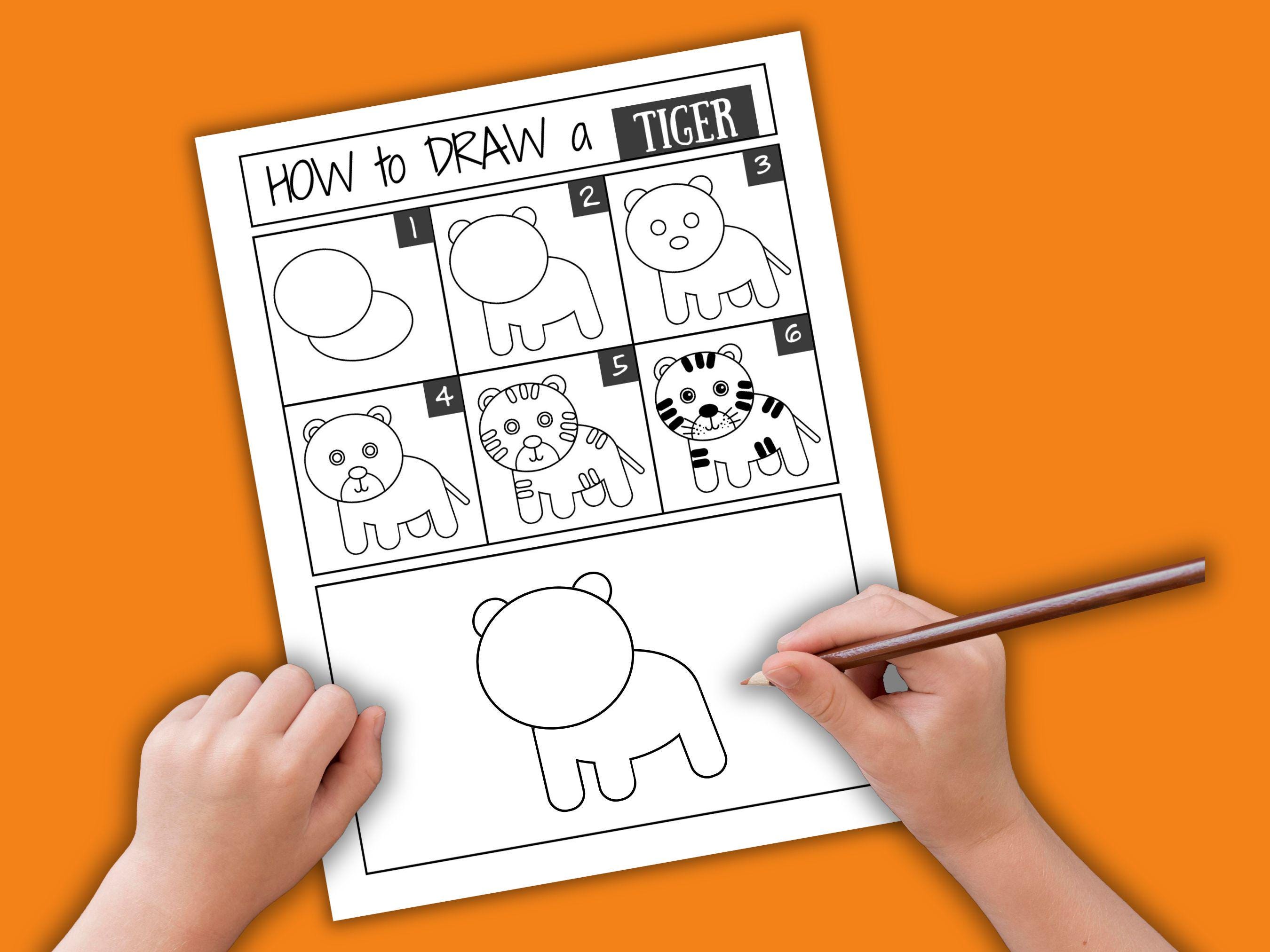 How to Draw Animals Tutorial for Kids. Step by Step Drawing Worksheets ...