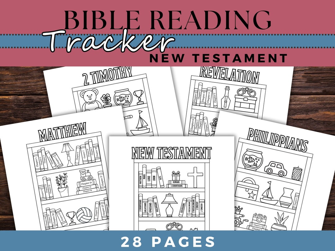 Bible Reading Tracker Bundle for the New Testament, Coloring Bible ...