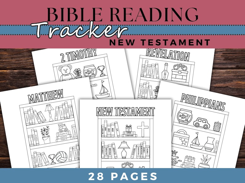 Bible Reading Tracker Bundle for the New Testament, Coloring Bible ...