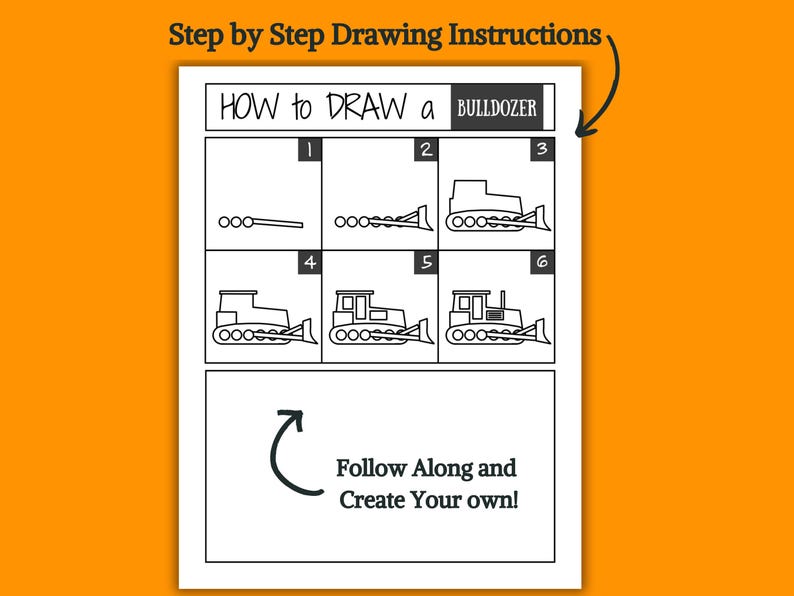 How to Draw Construction Trucks Worksheets. Step by Step Kids Drawing ...