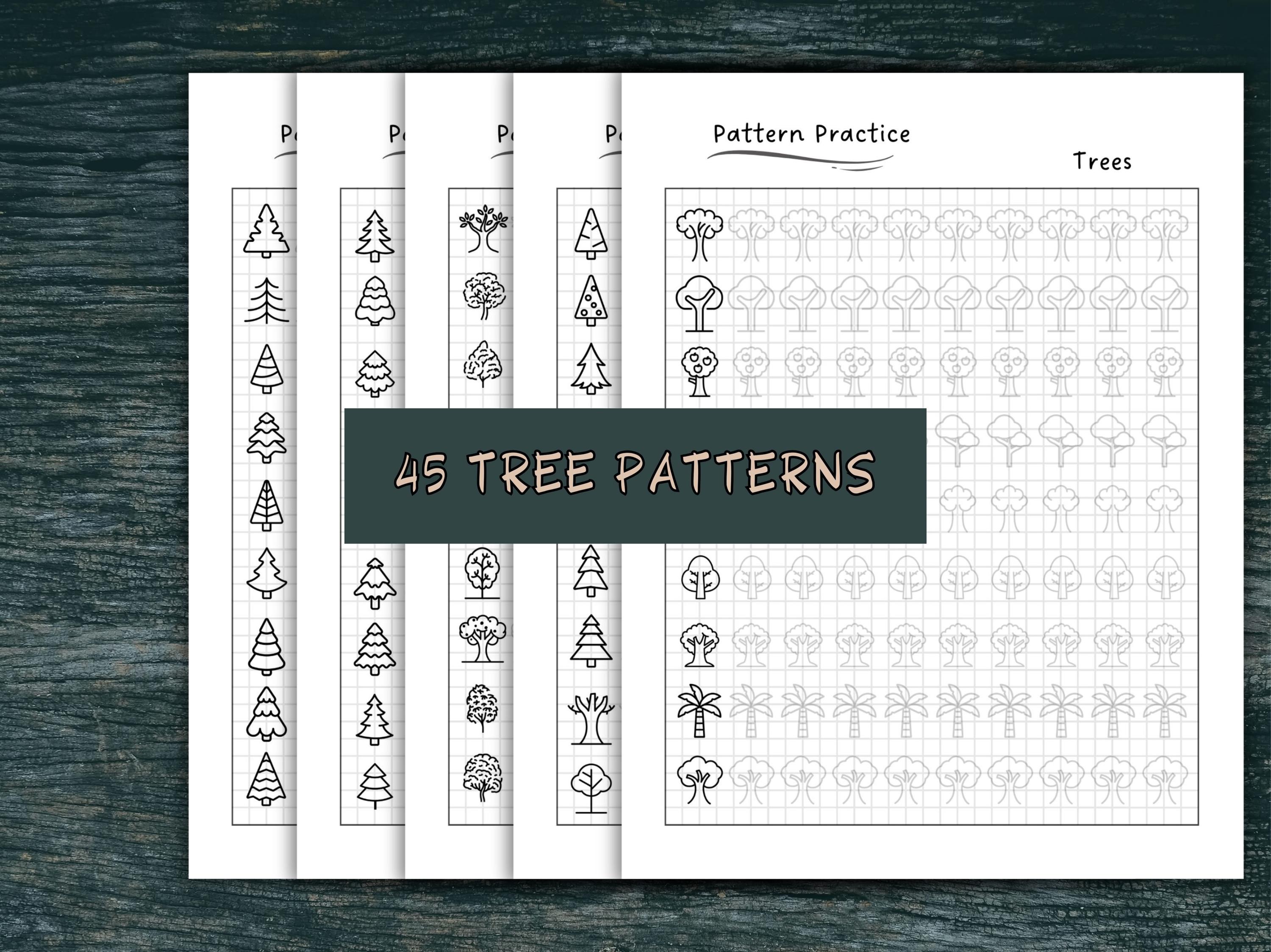 Tree Doodle Practice Sheets, Learn to Draw Trees With Tree Templates ...
