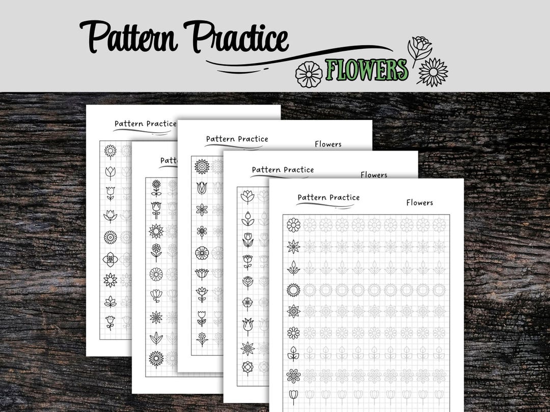 Floral Doodle Practice Sheets, Learn to Draw Flowers, Floral Templates ...