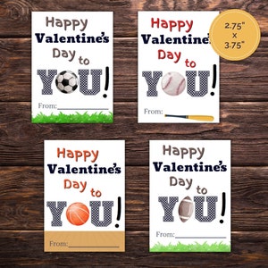 Printable Kids Sports Valentine's Day Cards, Classroom Valentine ...