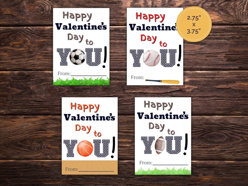 Printable Kids Sports Valentine's Day Cards, Classroom Valentine ...