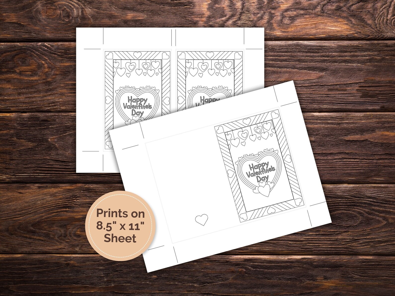 Valentine Coloring Card Printable for Kids, School Valentine Party ...