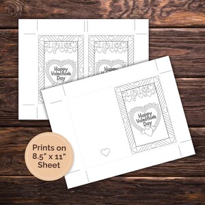 Valentine Coloring Card Printable for Kids, School Valentine Party ...