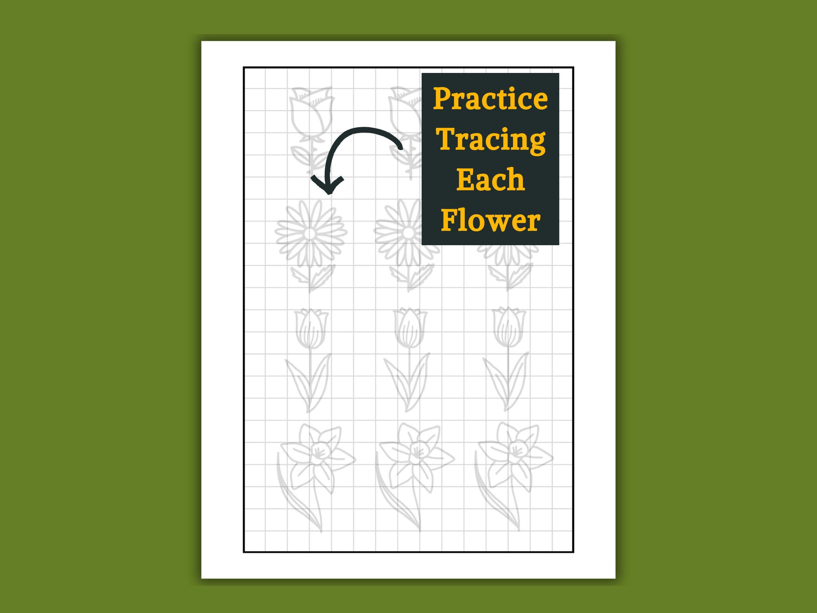 How to Draw Flowers Worksheets. Step by Step Kids Drawing. Trace a Rose ...