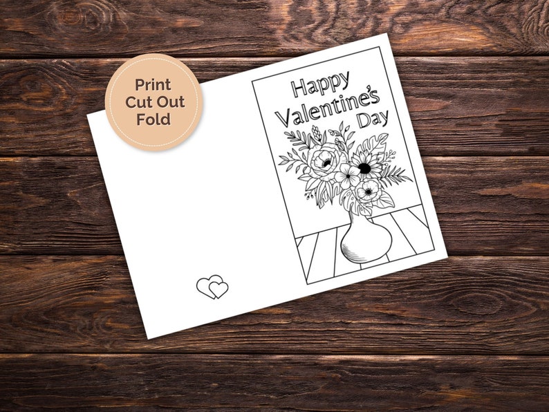 Printable Valentine's Day Coloring Card for Adults and Kids, Card for ...