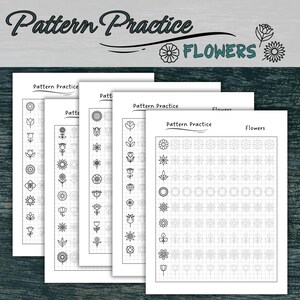 Floral Doodle Practice Sheets, Learn to Draw Flowers, Floral Templates ...