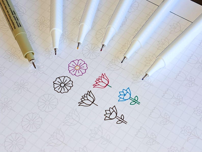 Floral Doodle Practice Sheets, Learn to Draw Flowers, Floral Templates ...