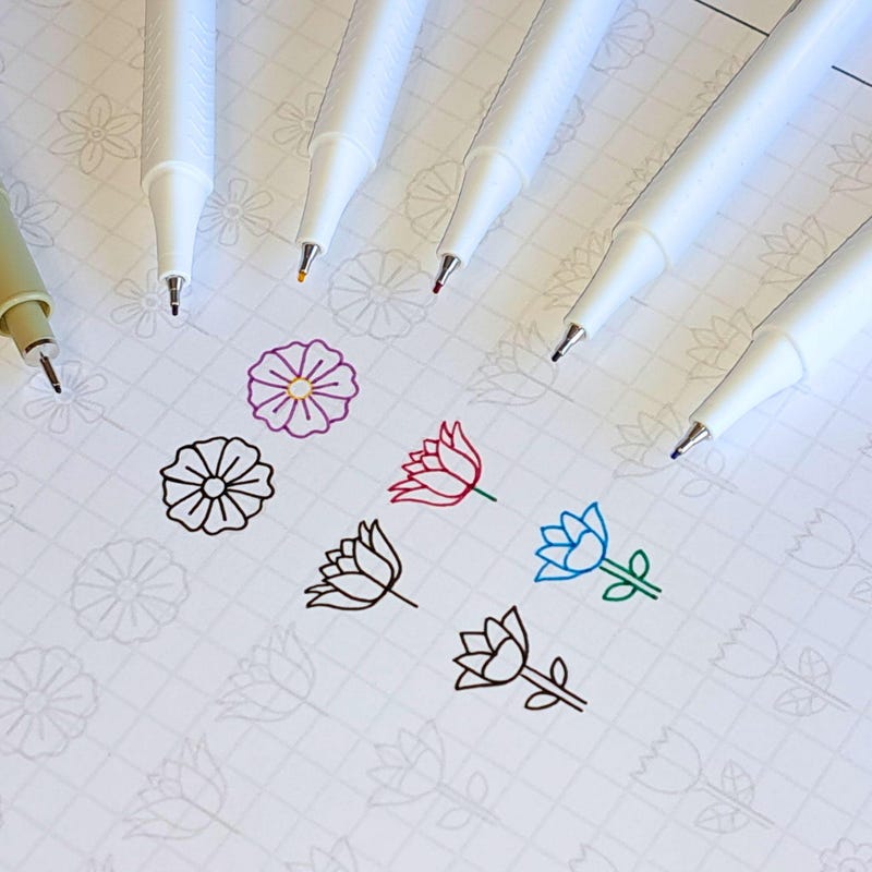 Flower Practice Drawing - Etsy