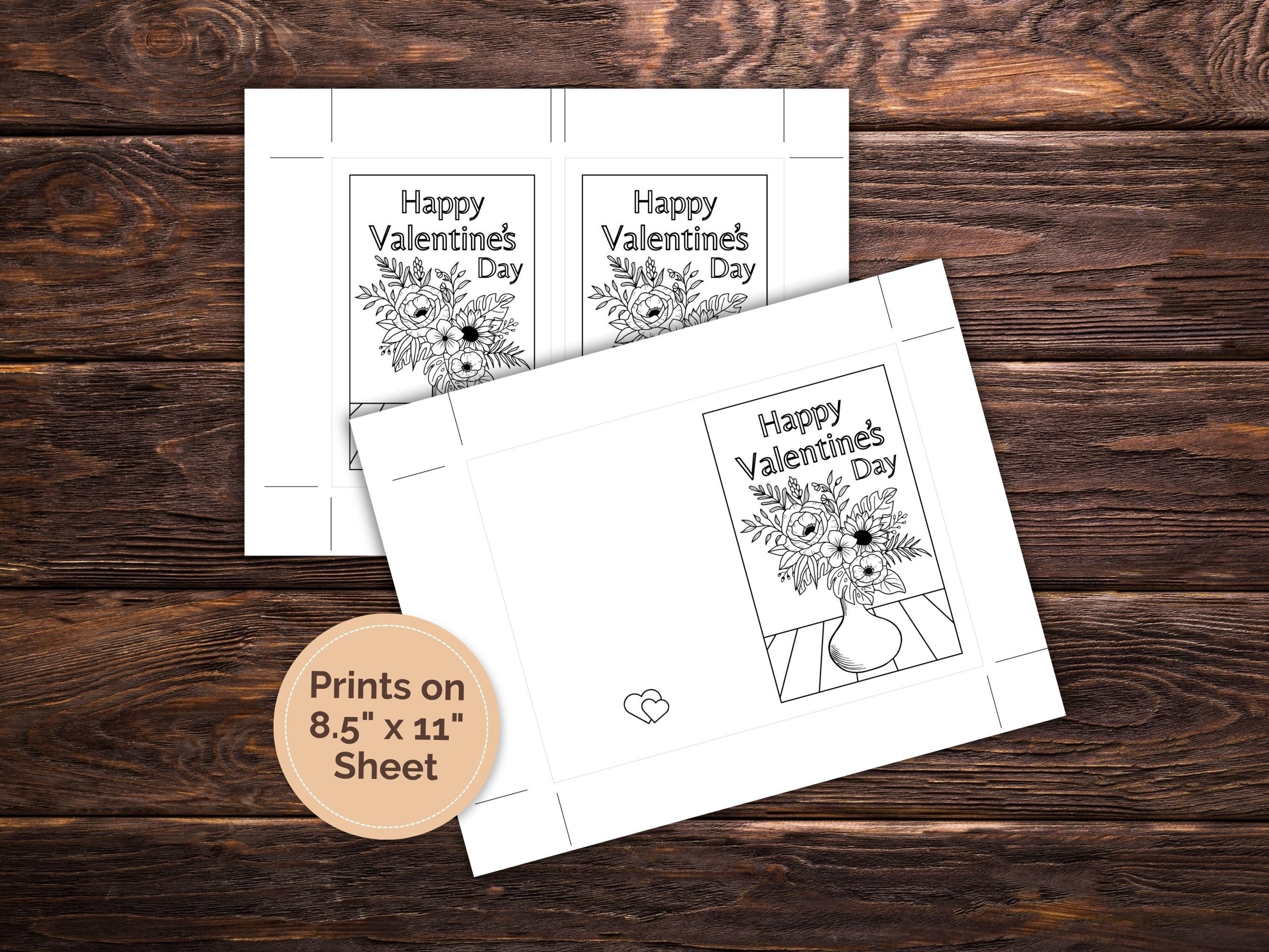 Printable Valentine's Day Coloring Card for Adults and Kids, Card for ...