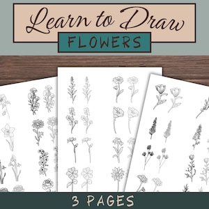 How to Draw Flowers, Practice Tracing and Drawing Flowers - Etsy