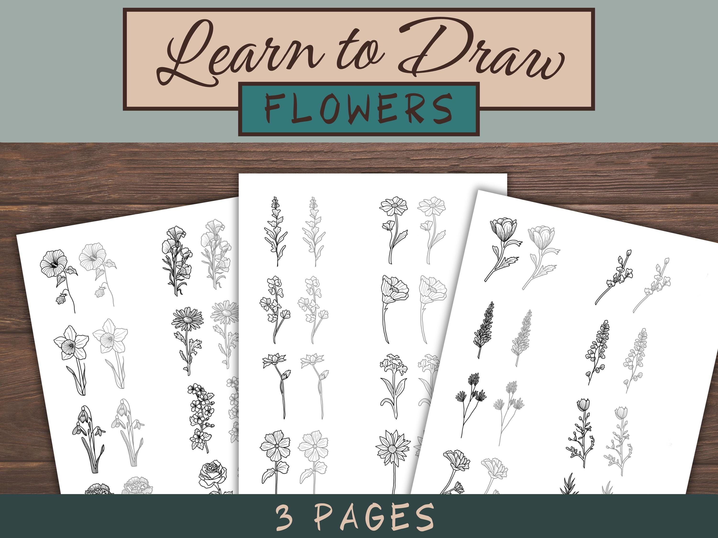 How to Draw Flowers, Practice Tracing and Drawing Flowers - Etsy