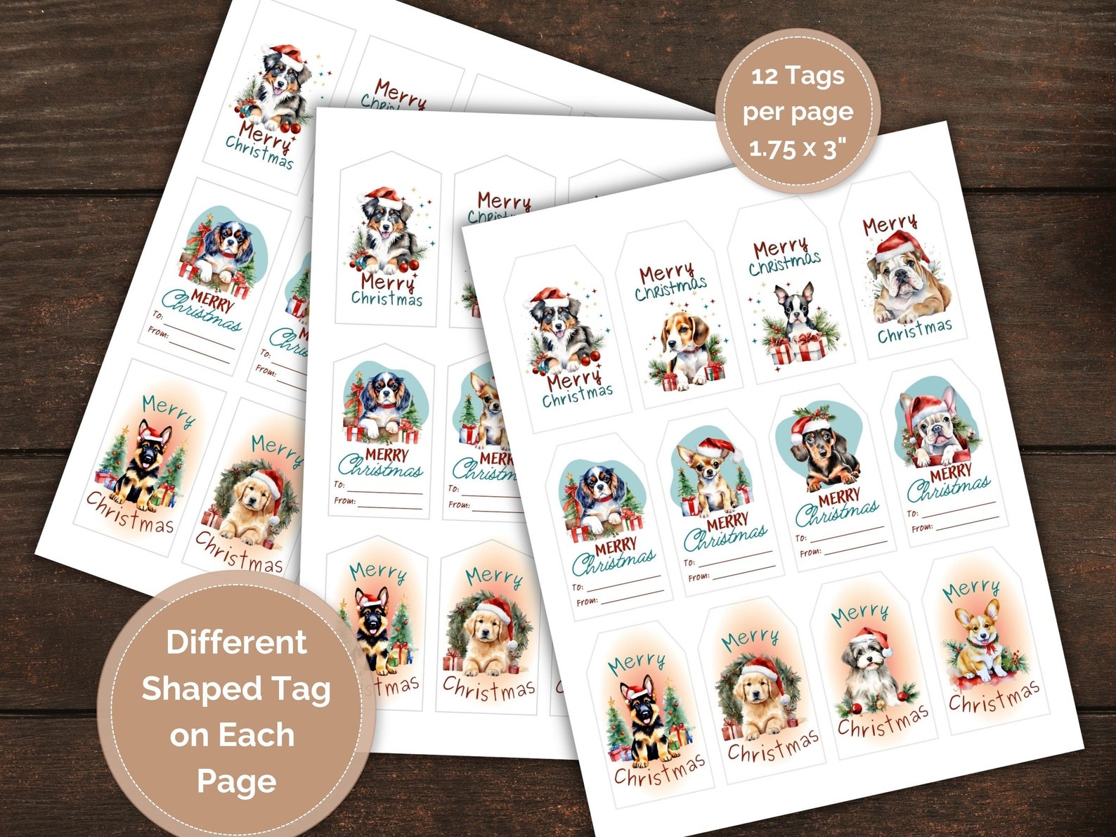 Printable Merry Christmas Puppy Dog Gift Tags - Etsy