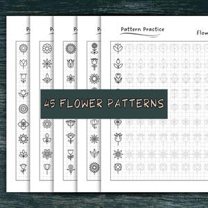 Floral Doodle Practice Sheets, Learn to Draw Flowers, Floral Templates ...