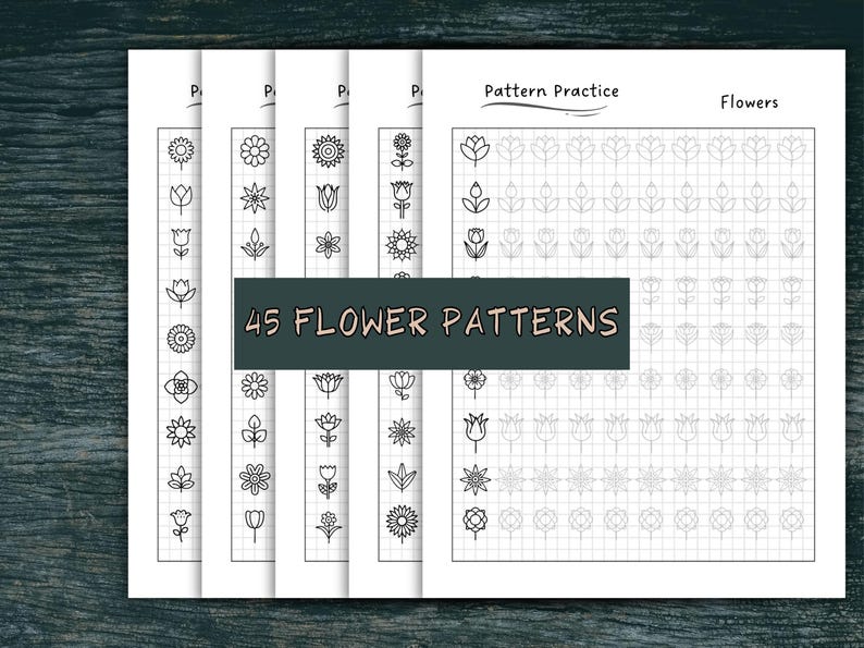 Floral Doodle Practice Sheets, Learn to Draw Flowers, Floral Templates ...