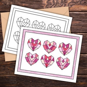 Valentine's Day Coloring Card Printable Bundle, Color Your Own Gem ...