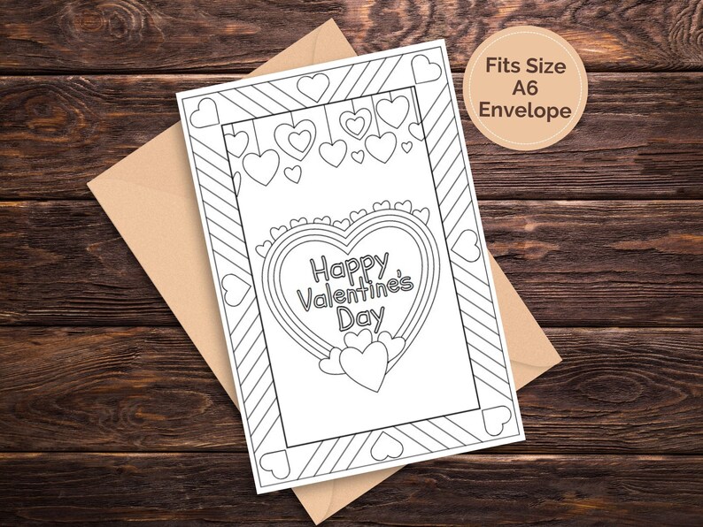 Valentine Coloring Card Printable for Kids, School Valentine Party ...